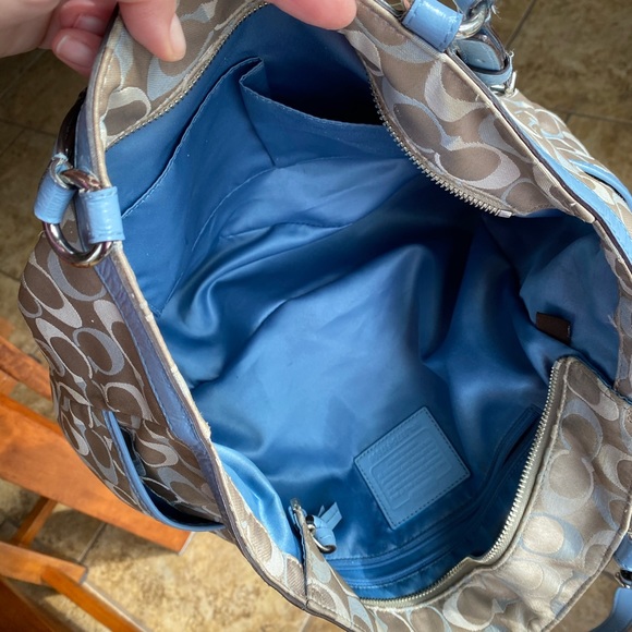 Coach | Bags | Coach Signature Blue Tan Tote Purse | Poshmark